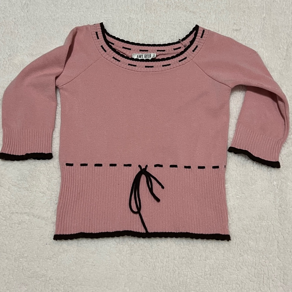 Preppy Classy Vintage Powder Pink Top With Bow - Gem